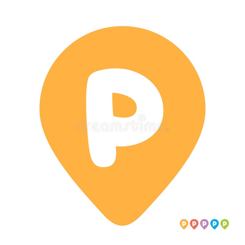 Letter P Location Map Pin Symbol, Initial P Gps Pointer Icon Vector ...