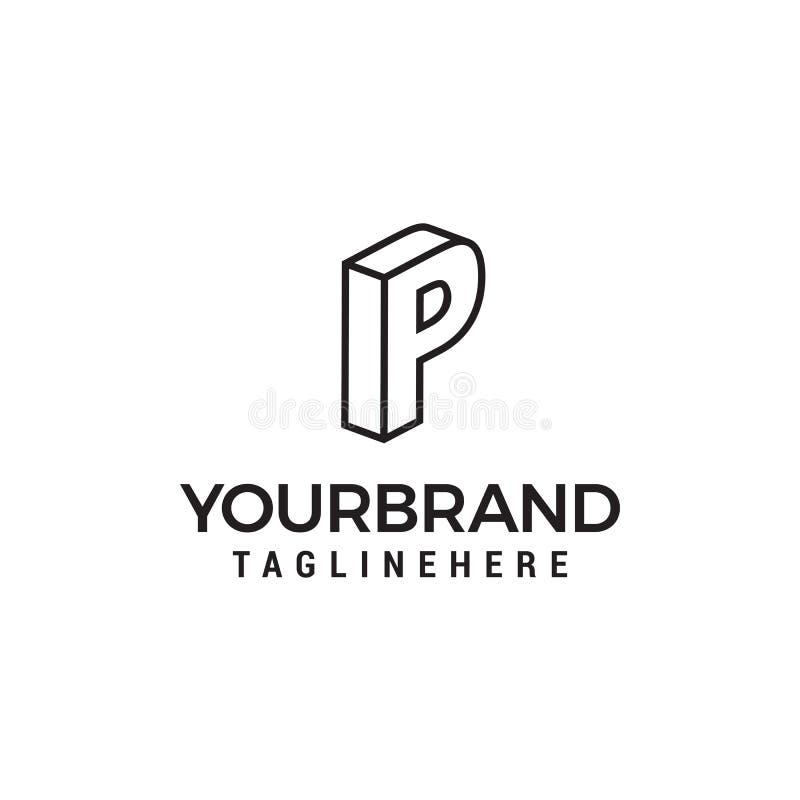 Letter P Logo 3D Isometric Lines Geometric Shape Template Design Vector ...