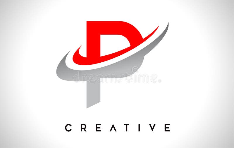 Letter P Logo. P Letter Design Vector with Red Gray Swash Vector Stock ...