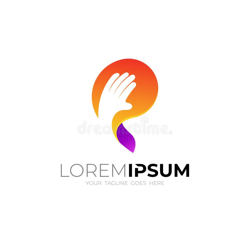 Letter P Logo and Hand Care Design Combination, Social Stock Vector ...