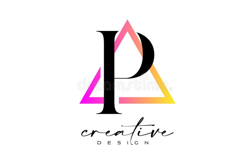 Letter P Logo Inside a Triangle with Creative Cut Design Stock Vector ...