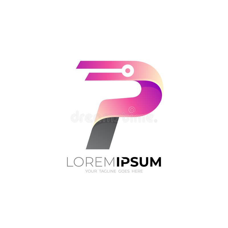 Letter P Logo with Technology Design, Simple Icons Stock Vector ...