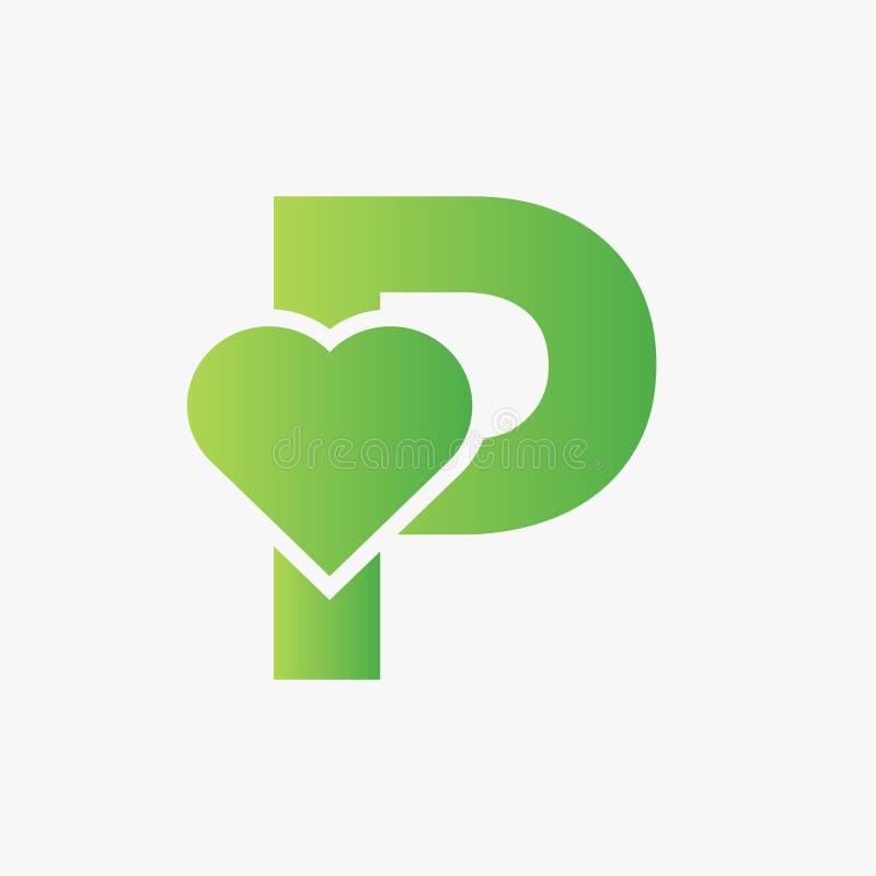 Letter P Love Symbol and Heart Icon Concept Vector Template Stock ...