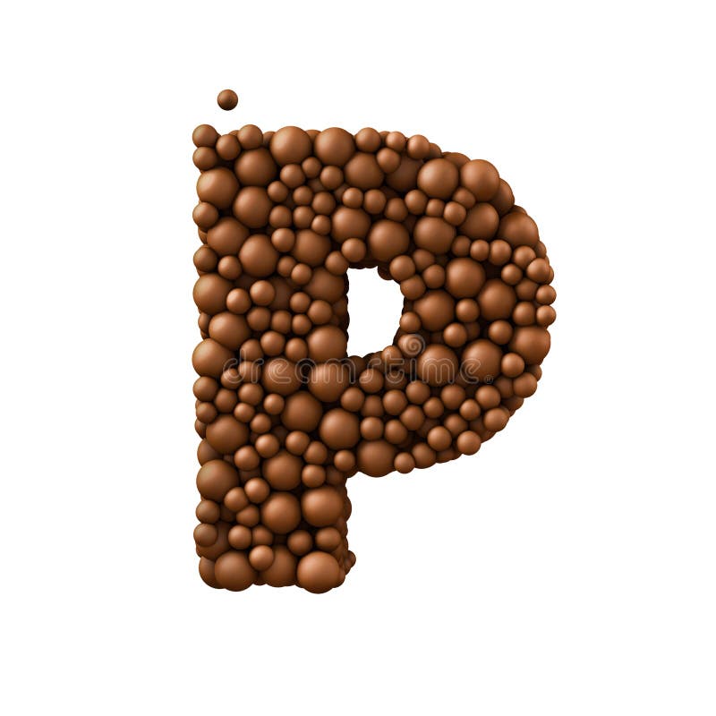 Letter P Made of Chocolate Bubbles, Milk Chocolate Concept, 3d Render ...