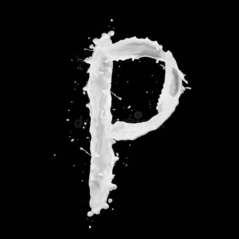 Letter P Made of Milk Splash, Isolated on Black Background Stock ...
