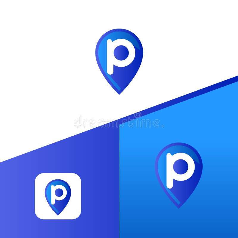 Letter P with Map Pointer Icon or Logo Design Template Elements Stock ...