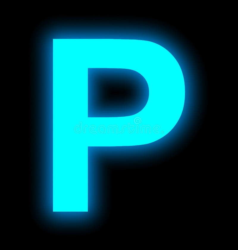 Letter P Neon Light Full Isolated on Black Stock Illustration ...