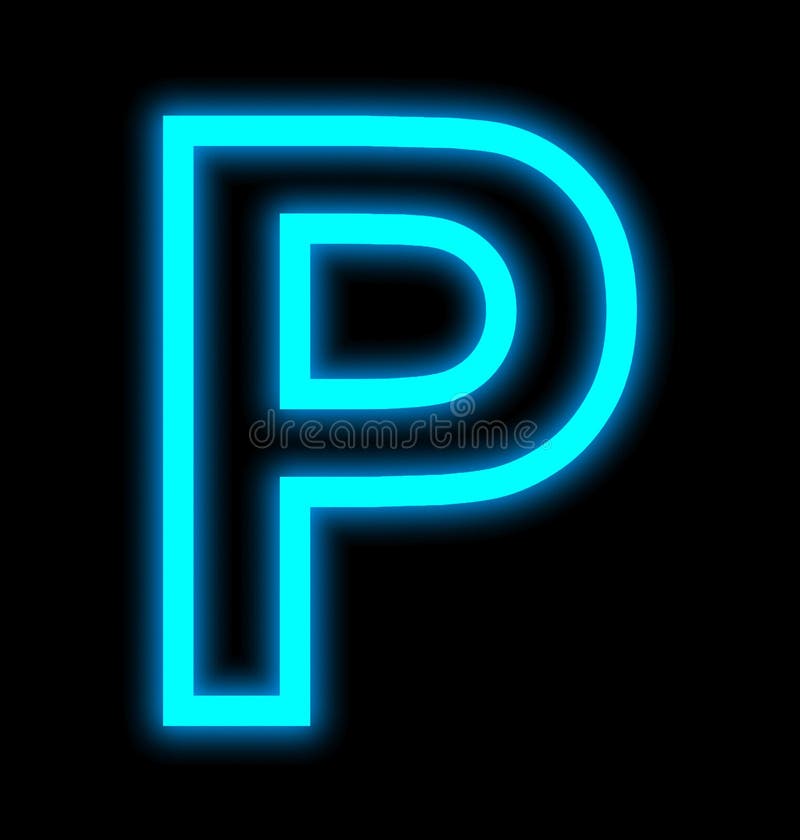 Letter P Neon Lights Outlined Isolated on Black Stock Illustration ...