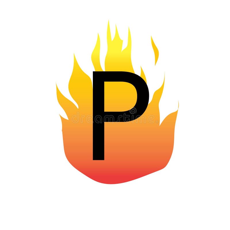 Letter P with Orange Flame Shape Illustration. Stock Illustration ...