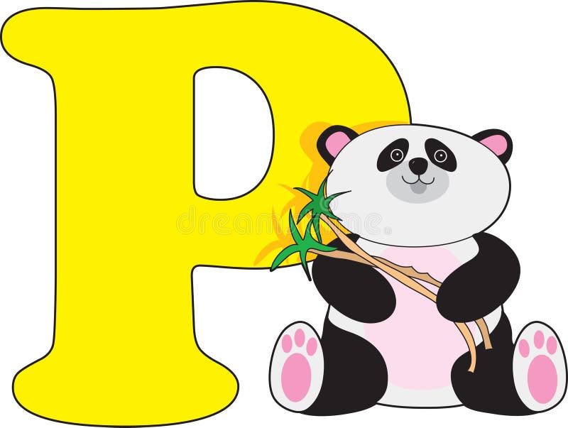 Letter P with a Panda stock vector. Illustration of font - 13152475