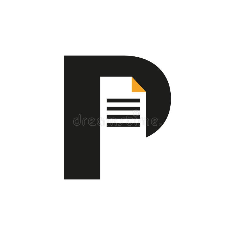 Letter P Paper Document Logo Vector Template Simple Concept Stock ...