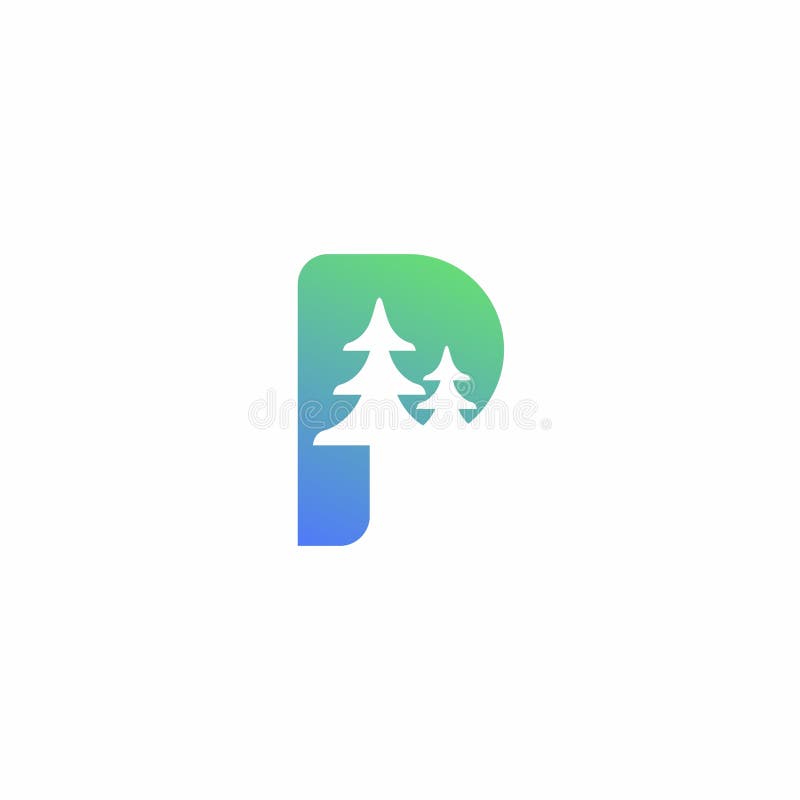 Letter P Pine Logo Vector. Pine Icon Stock Vector - Illustration of ...
