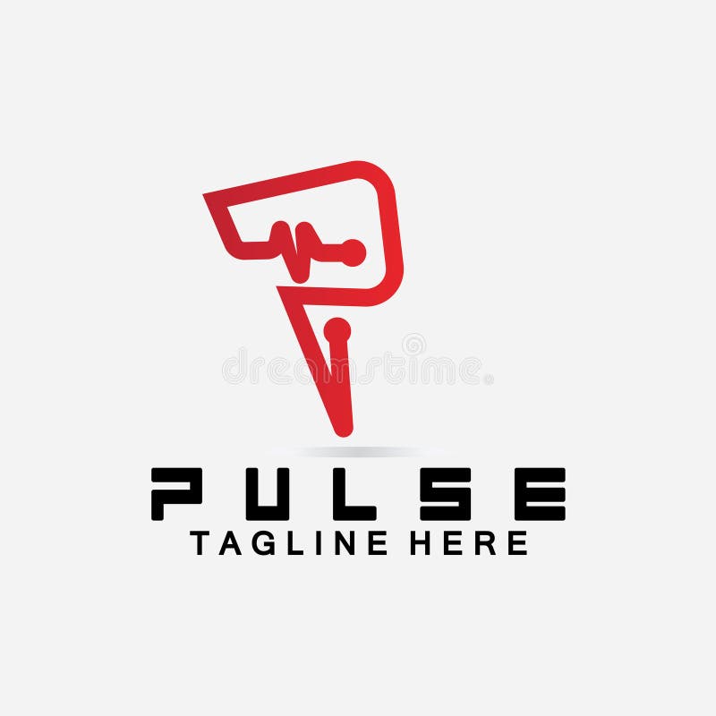 Letter P Pulse Line Logo Design Vector Illustration. Design Combining ...