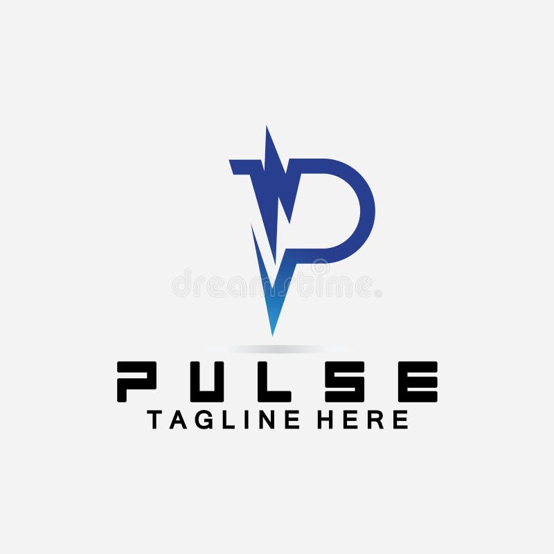 Letter P Pulse Line Logo Design Vector Illustration. Design Combining Initial P with Pulse Stock ...