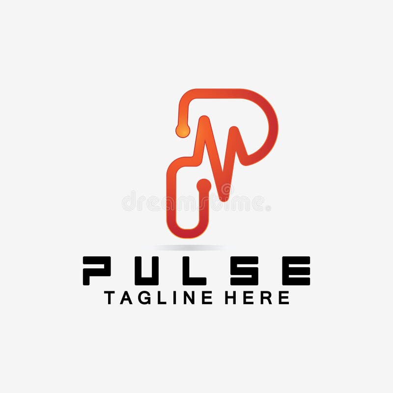 Letter P Pulse Line Logo Design Vector Illustration. Design Combining ...