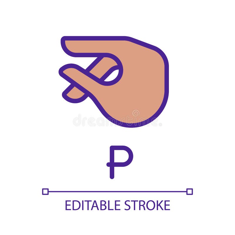 Letter P Sign in ASL Pixel Perfect RGB Color Icon Stock Vector ... Letter P Sign in ASL Pixel Perfect RGB Color Icon Stock Vector ...