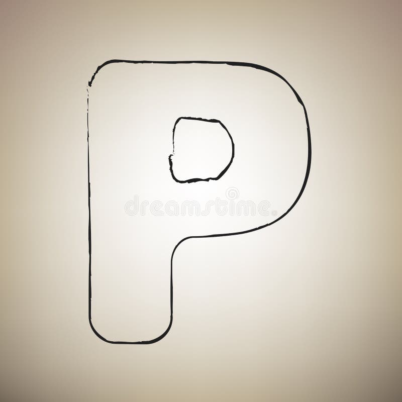Letter P Sign Design Template Element. Vector. Brush Drawed Black Icon ...