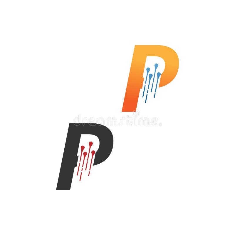 Letter P Simple Tech Logo with Circuit Lines Style Icon Stock Vector ...