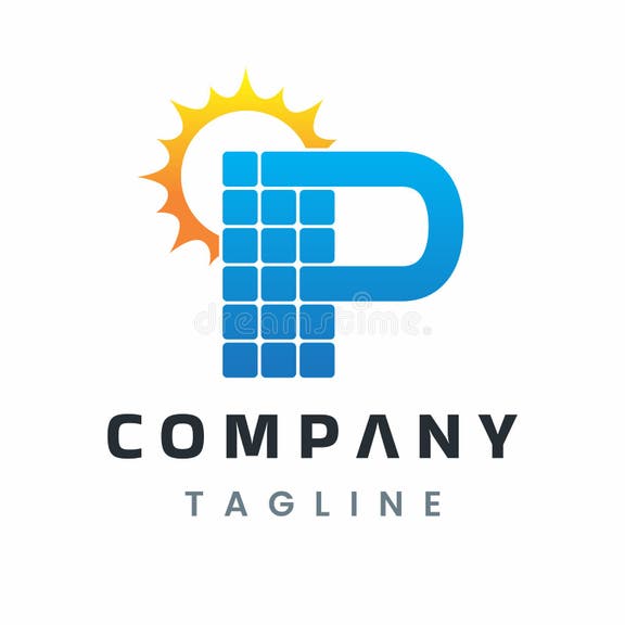 Letter P Solar Energy Logo, Solar Power Panel Design Stock Vector ...