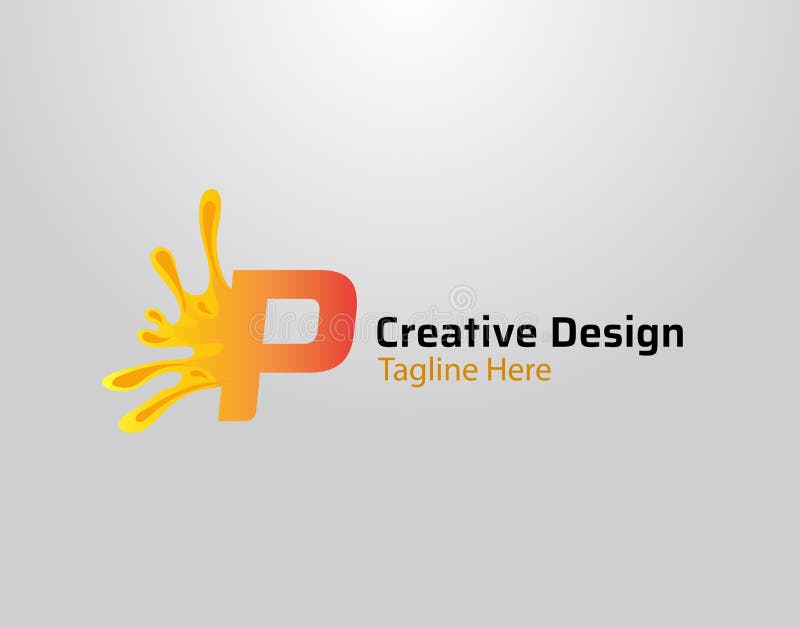 Letter P Splash Logo Icon. Initial P with Orange Splash and Drops ...