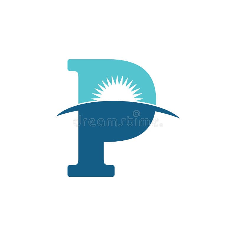 Letter P Sun Rise Horizon Logo Vector Stock Vector - Illustration of ...