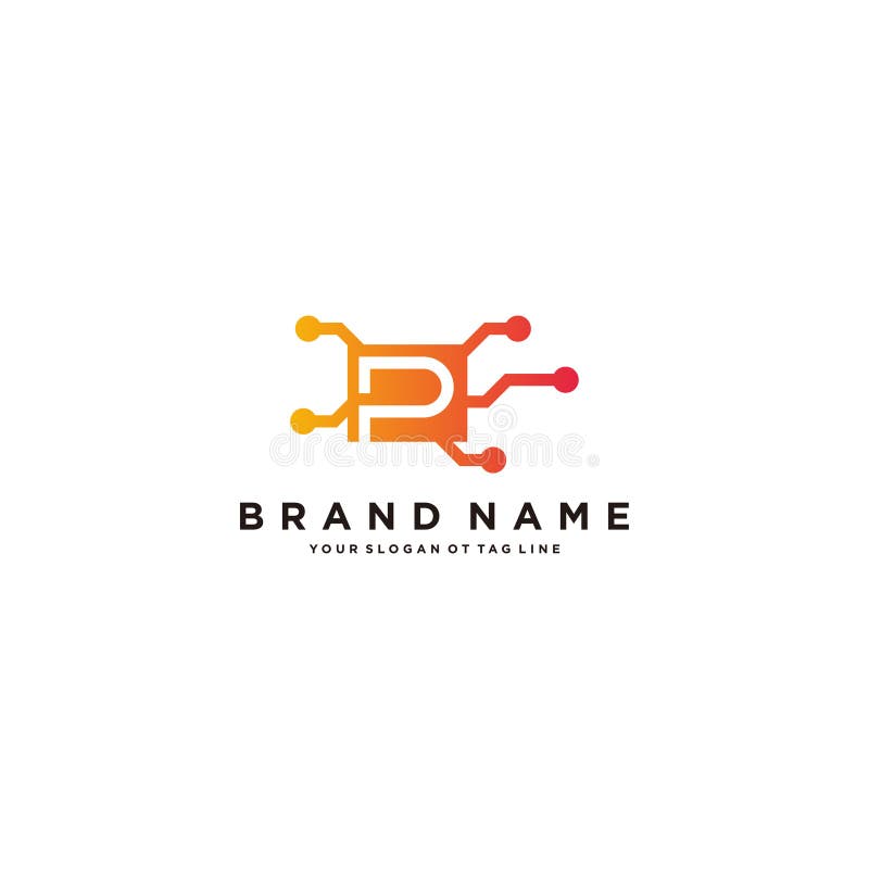 Letter P Tech Logo Design Vector Stock Vector - Illustration of ...