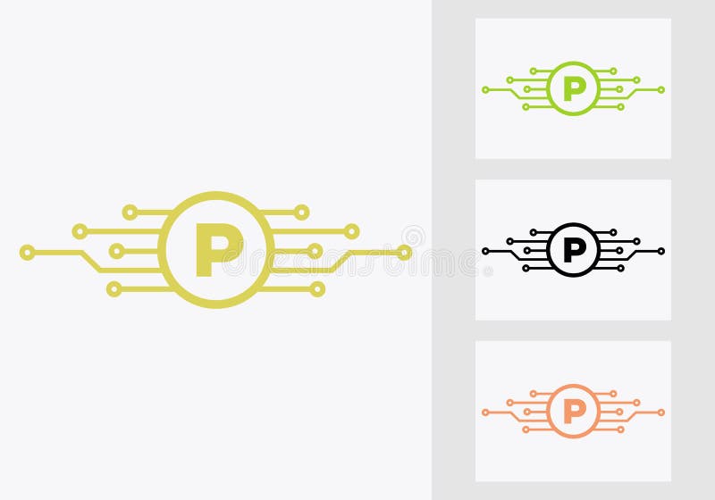 Letter P Technology Logo Design Template. Network Logo Design Stock ...
