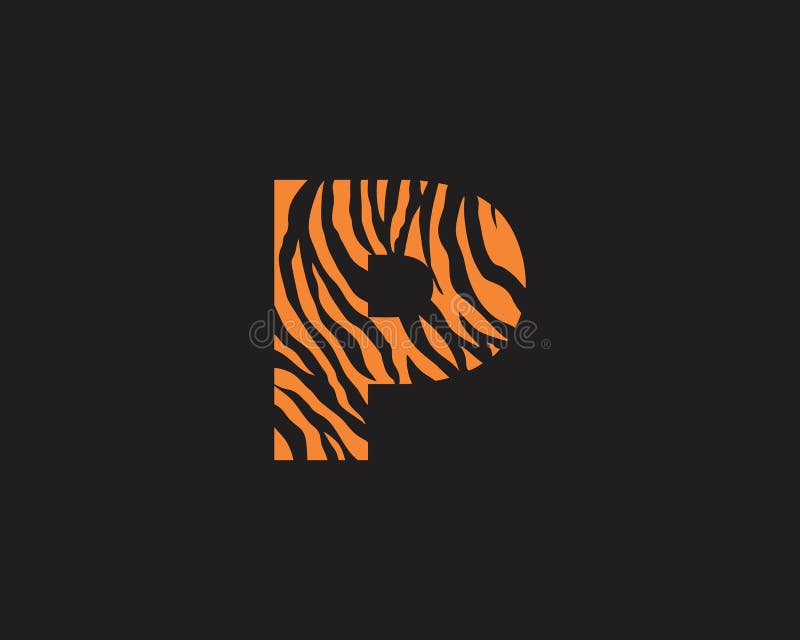 Letter P with Tiger Pattern Logo Design Vector Stock Vector ...
