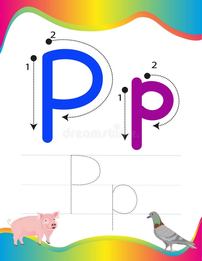 Writing Practice Letter P Stock Illustrations – 255 Writing Practice ...