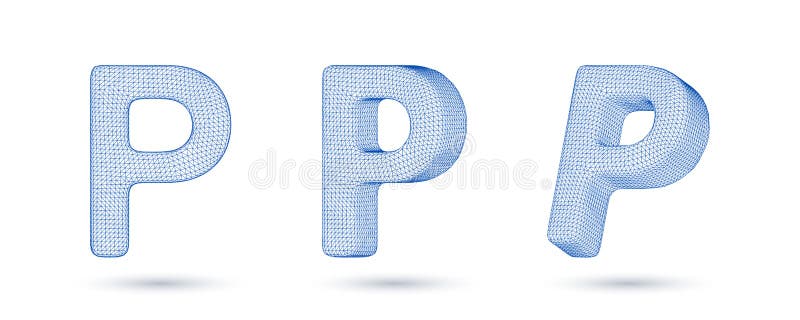 Letter P Wireframe High Polygonal Outline Low Poly Style Vector Design ...