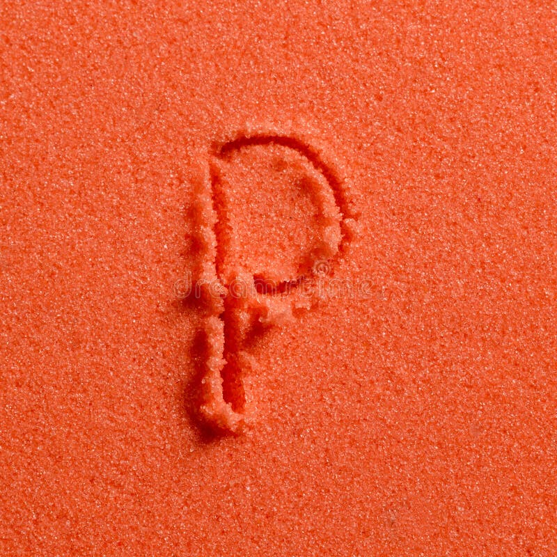 Letter P Written on Orange Sand Stock Photo - Image of learn, font ...