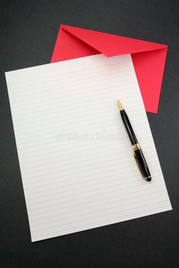 Letter Paper, Envelope and Pen Stock Image - Image of isolated, lines ...