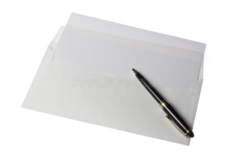 Letter Paper Open Envelope and Pen Stock Image - Image of note ...