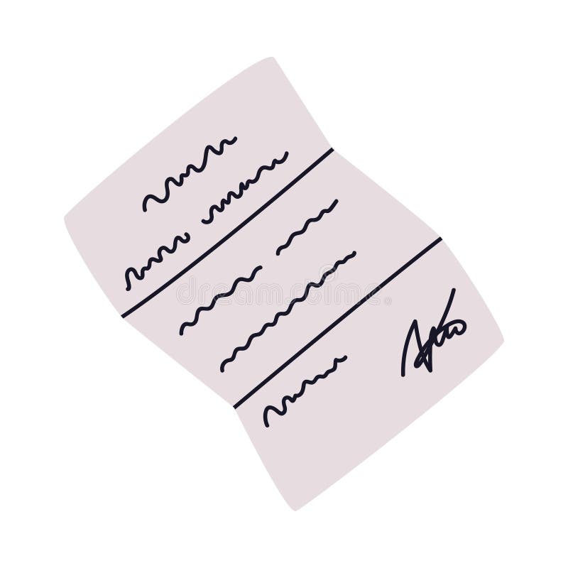 Letter Paper Sheet with Handwritten Text Vector Illustration Stock ...