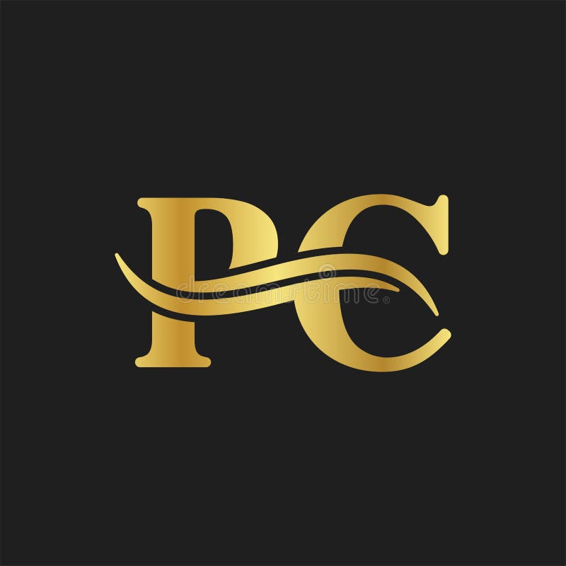 Letter PC Logo Wave Luxury Typeface Design Stock Vector - Illustration ...