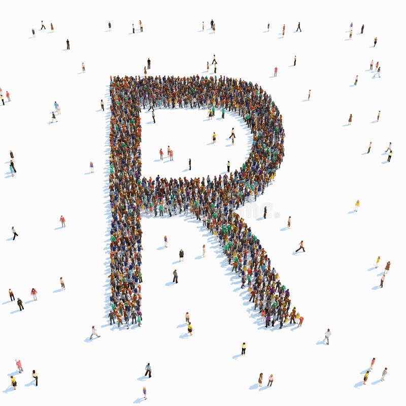 Letter with people stock illustration. Illustration of crowd - 46293715