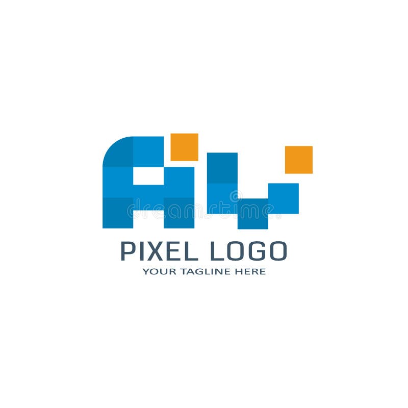 Letter AV Pixel Logo Design Template. Alphabet Pixel Motion Logo. Stock ...