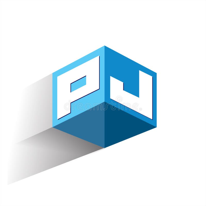 Letter PJ Logo in Hexagon Shape and Blue Background, Cube Logo with ...