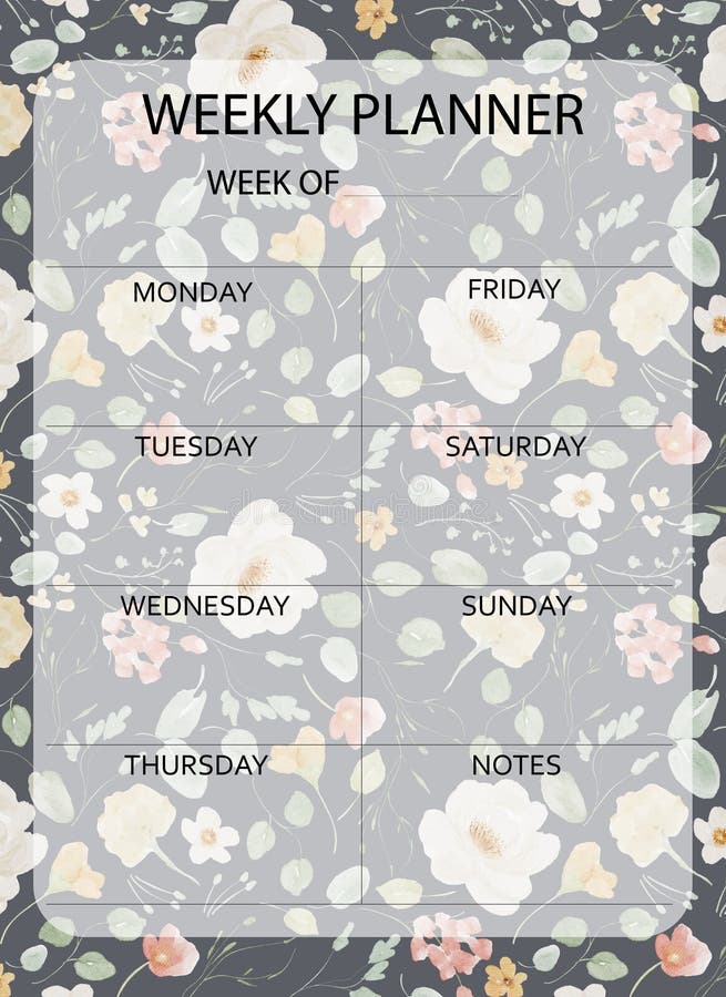 Weekly Peony Pattern on Portrait Stock Illustration - Illustration of ...