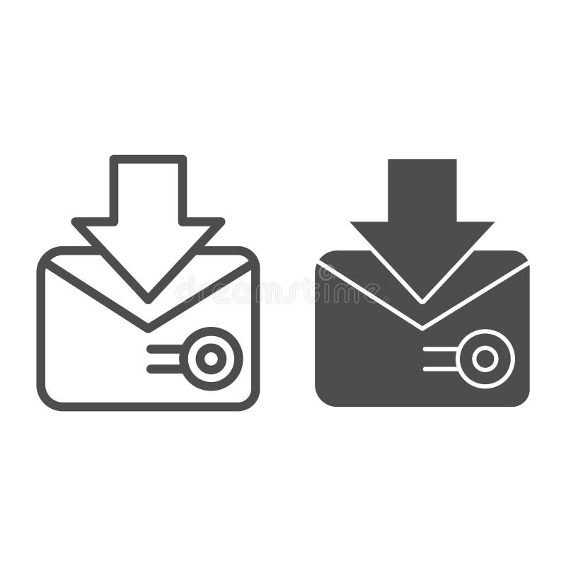 Letter with a Postage Stamp Thin Line Icon. Envelope with Stamp Vector ...