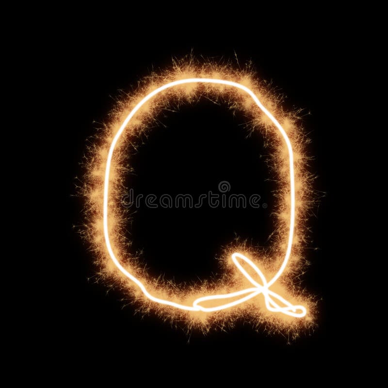 Letter Q of Alphabet on a Black Background Stock Illustration ...