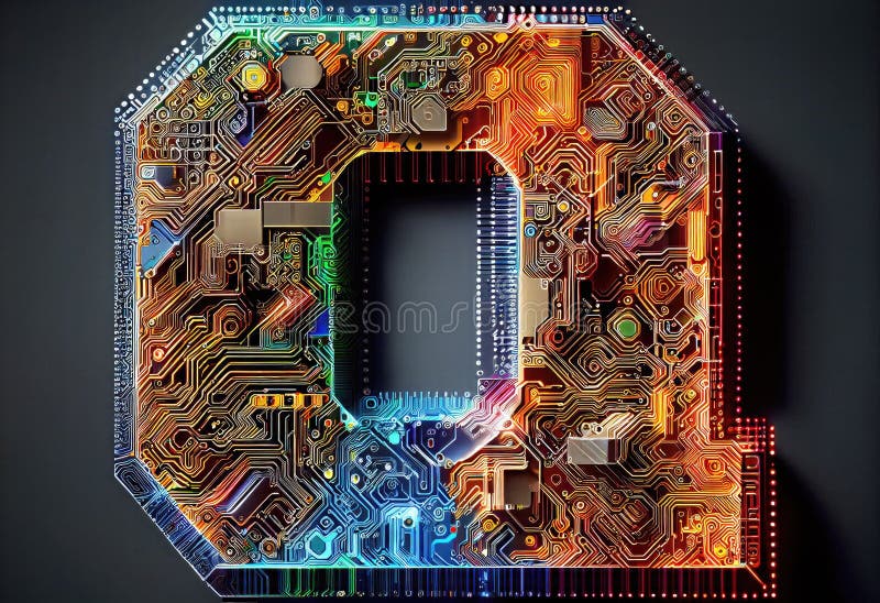 Letter Q. Alphabet in Circuit Board Style. Digital Hi-tech Lette Stock ...