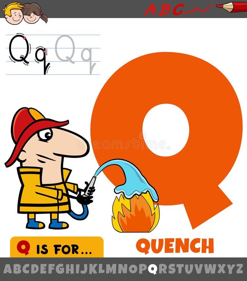 Letter Q from Alphabet with Quench Phrase Cartoon Stock Vector ...