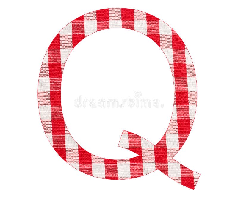 Letter Q of the Alphabet - Red Checkered Fabric Tablecloth - White ...
