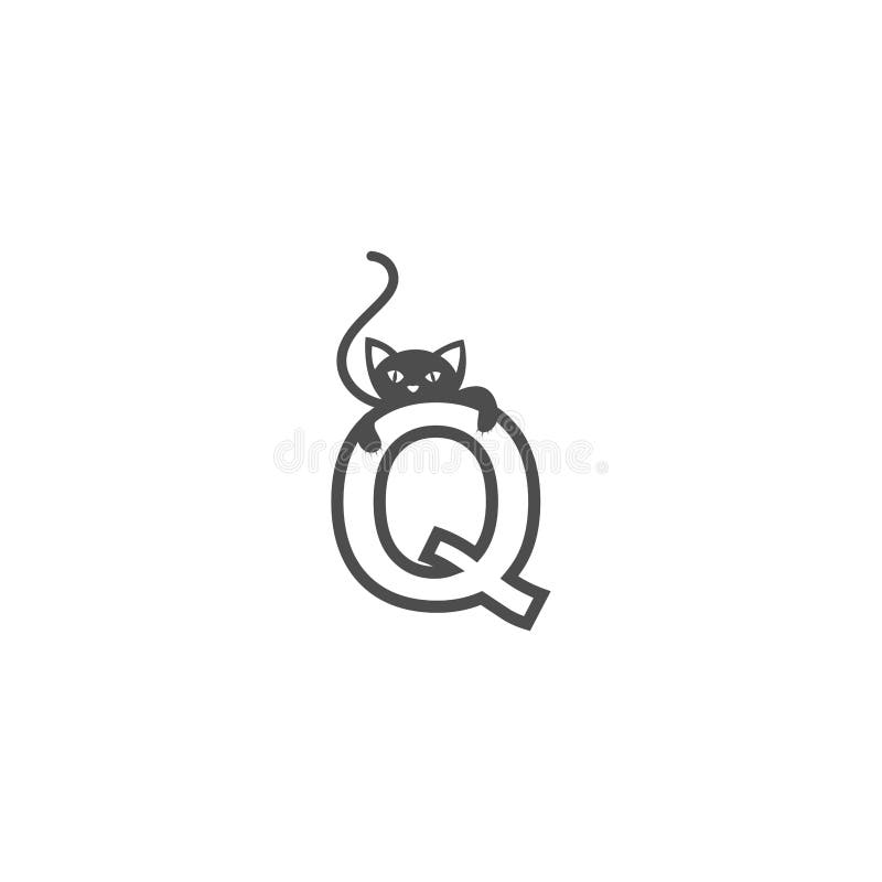 Letter Q with Black Cat Icon Logo Design Template Stock Illustration ...