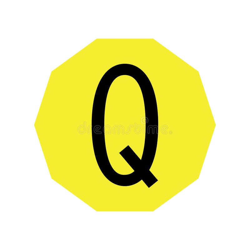 The Letter Q is Black in Color with a Yellow Decagon Stock Illustration ...