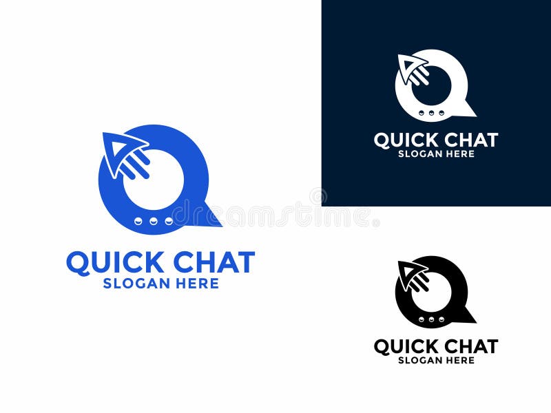 Letter Q Chat Bubble with Rocket Launch Logo Icon. Start Up Logo Design ...