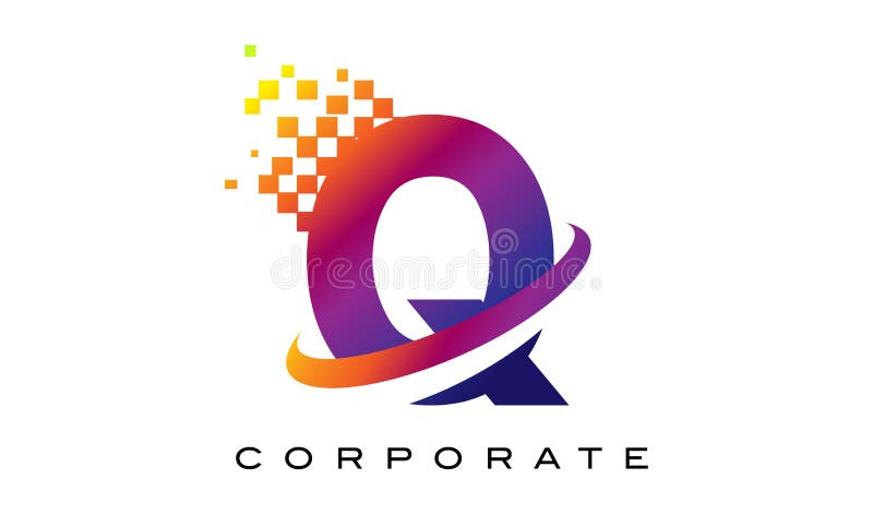 Letter Q Colourful Rainbow Logo Design. Stock Vector - Illustration of ...
