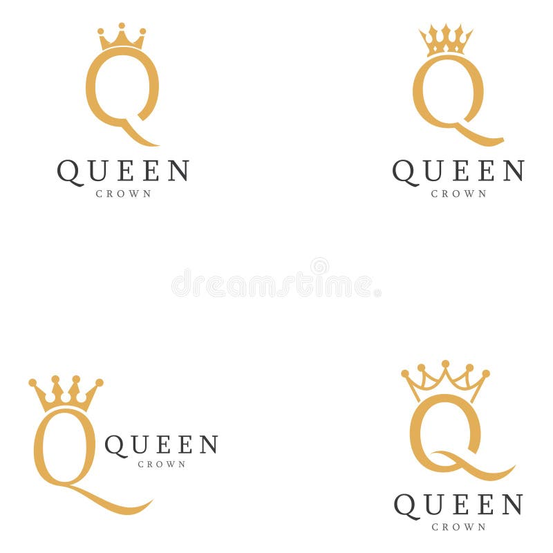 Letter Q Crown Logo for Queen Symbol Stock Vector - Illustration of ...