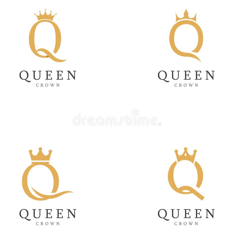Letter Q Crown Logo for Queen Symbol Stock Vector - Illustration of ...